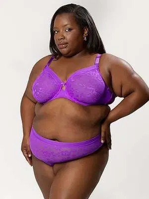 Victoria's Secret Curvy Couture Smooth Lace High Cut Brief - Purple