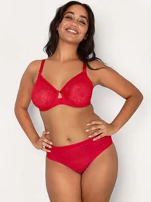 Victoria's Secret Curvy Couture Smooth Lace High Cut Brief Red