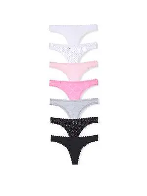 Victoria's Secret 7-pack Days Of The Week Lace-trim Thong Panties - Print