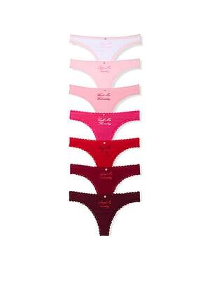 Victoria's Secret 5-pack Cotton Lace-trim Thong Panties - Print