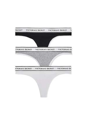 Victoria's Secret 5-pack Logo Cotton Tennis Thong Panties - Print