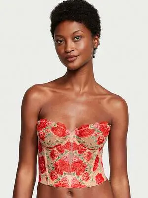Victoria's Secret Dream Angels Strapless Floral Embroidery Corset Top