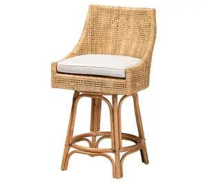 BAXTON STUDIO Bella Natural Brown Rattan Counte R Stool - One-color