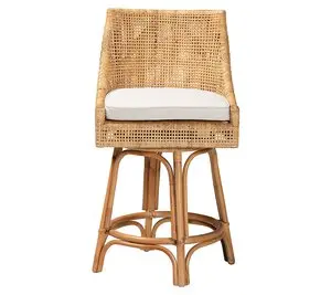 BAXTON STUDIO Bella Natural Brown Rattan Counte R Stool