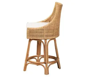 BAXTON STUDIO Bella Natural Brown Rattan Counte R Stool