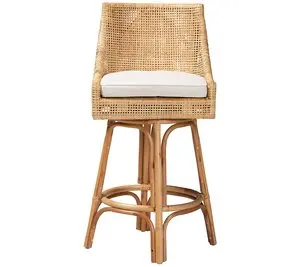 BAXTON STUDIO Bella Natural Brown Rattan Bar St Ool