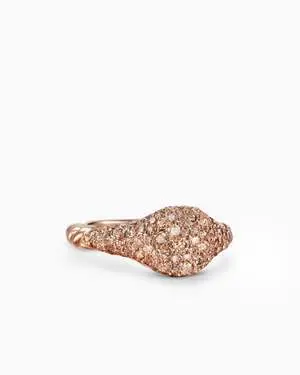 David Yurman Petite Pavé Ring In 18k Rose Gold With Cognac Diamonds - Cognac Diamond