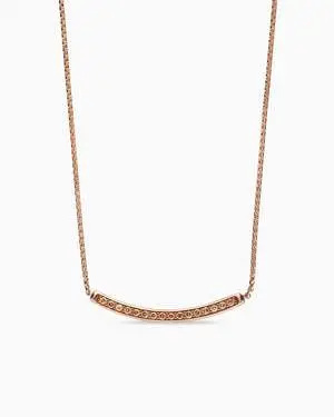 David Yurman 18k Rose Gold Pavé Bar Necklace - Cognac Diamond