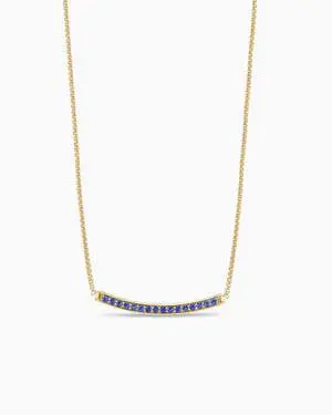 David Yurman 18k Yellow Gold Pavé Bar Necklace With Emeralds - Light Blue Sapphire