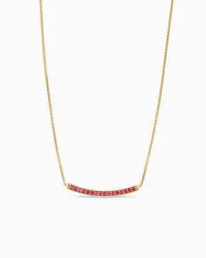 David Yurman 18k Yellow Gold Pavé Bar Necklace With Emeralds - Ruby