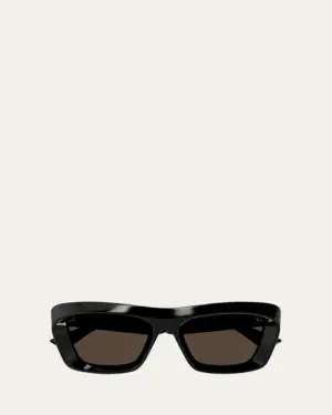 Bottega Veneta Beveled Rectangle Sunglasses - Black