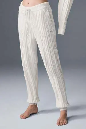 Alo Yoga Cable Knit Winter Bliss Pants Ivory