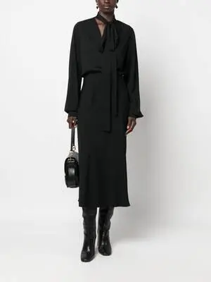 Sportmax Attached-scarf Silk-blend Midi Dress