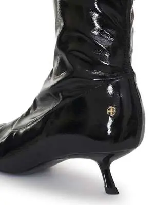 ANINE BING Hilda High-shine Ankle Boots - Black