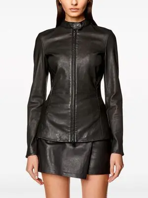 DIESEL® Logo Appliqué Leather Jacket