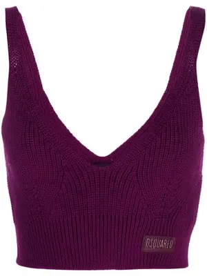 Dsquared2 Logo-patch Wool Crop Top - Purple