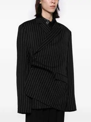 Martine Rose Pinstriped Wool-blend Wrap Blazer