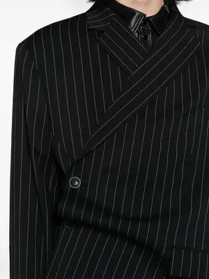 Martine Rose Pinstriped Wool-blend Wrap Blazer