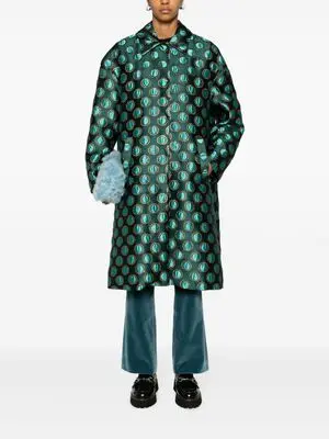 La DoubleJ Boxy Polka-dot Print Mid-length Coat - Green
