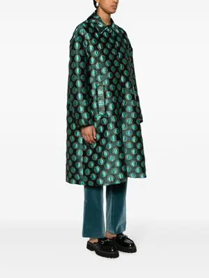 La DoubleJ Boxy Polka-dot Print Mid-length Coat - Green