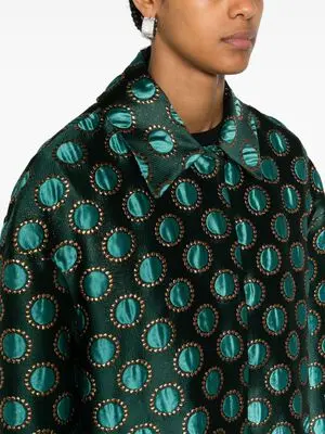 La DoubleJ Boxy Polka-dot Print Mid-length Coat - Green