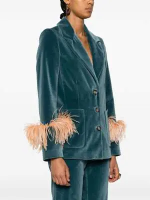 La DoubleJ Keaton Feather-trim Blazer - Blue