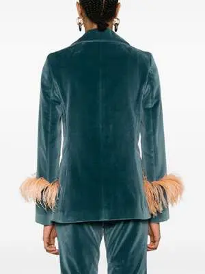 La DoubleJ Keaton Feather-trim Blazer - Blue