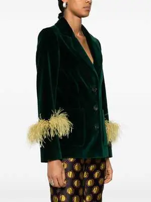 La DoubleJ Keaton Feather-detailing Blazer - Green