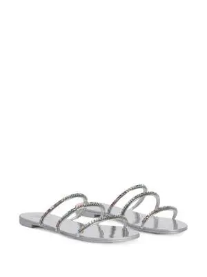 GIUSEPPE ZANOTTI Crystal-embellished Slides - Silver