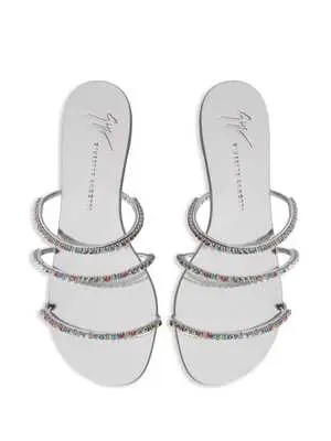 GIUSEPPE ZANOTTI Crystal-embellished Slides - Silver