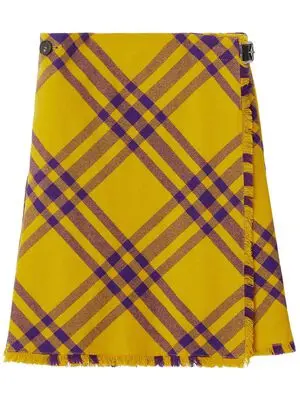 Burberry Vintage Check Wool Kilt - Yellow