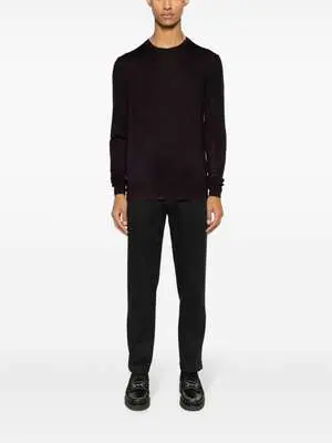 DELL'OGLIO Cotton-blend Tapered Trousers - Black