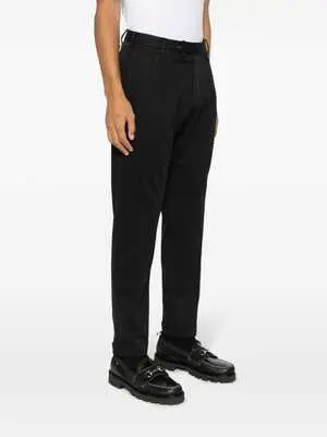 DELL'OGLIO Cotton-blend Tapered Trousers - Black