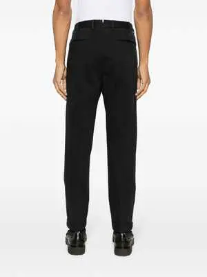 DELL'OGLIO Cotton-blend Tapered Trousers - Black