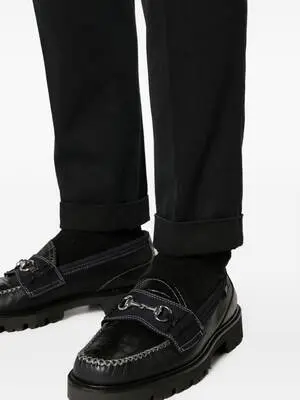DELL'OGLIO Cotton-blend Tapered Trousers - Black