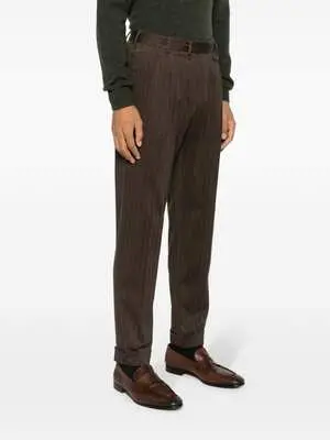 DELL'OGLIO Herringbone Cotton-blend Trousers