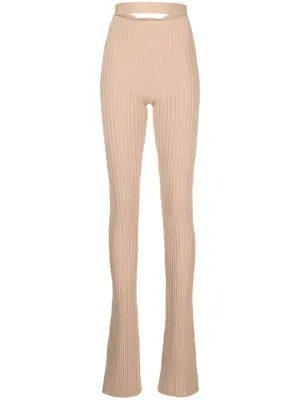 ANDREĀDAMO Ribbed-knit Flared Trousers - Neutrals