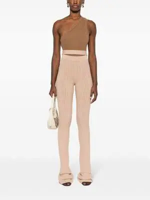 ANDREĀDAMO Ribbed-knit Flared Trousers - Neutrals