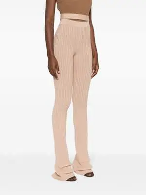 ANDREĀDAMO Ribbed-knit Flared Trousers - Neutrals