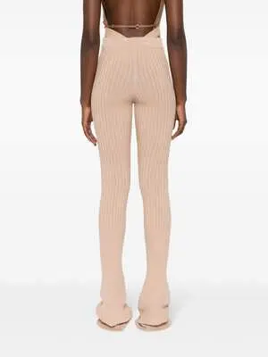 ANDREĀDAMO Ribbed-knit Flared Trousers - Neutrals