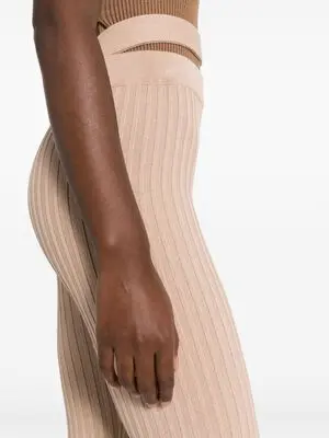 ANDREĀDAMO Ribbed-knit Flared Trousers - Neutrals