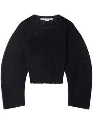 Stella McCartney Fine-knit Plissé Top - Black