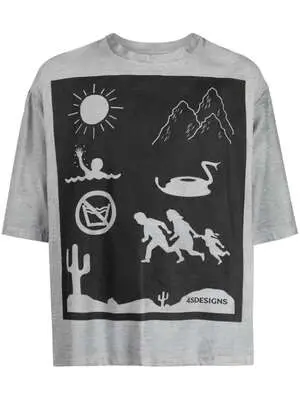 4SDESIGNS Graphic-print Mélange-effect T-shirt