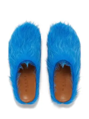 Marni Fussbet Calf-hair Slippers - Blue