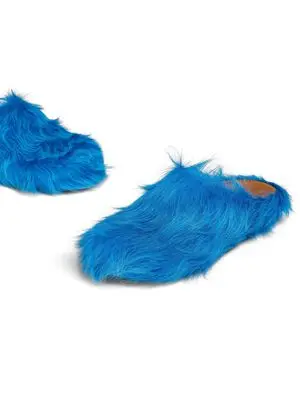 Marni Fussbet Calf-hair Slippers - Blue
