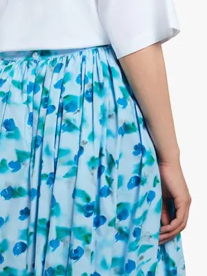 Marni Floral-print Peplum Midi Skirt