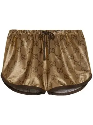 Gucci Metallic Monogram Drawstring Shorts