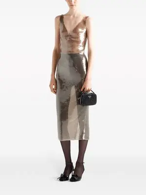 Prada Sequinned Tulle Midi Dress