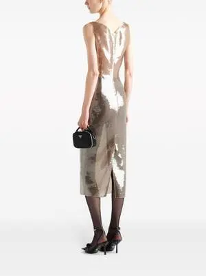 Prada Sequinned Tulle Midi Dress