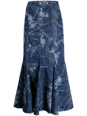 Off-White Graphic-print Mermaid Midi Skirt